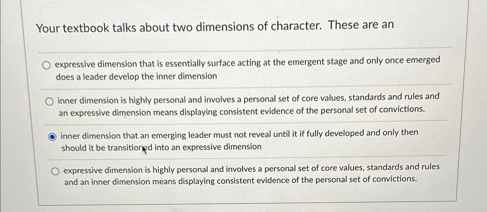 Solved Your textbook talks about two dimensions of | Chegg.com