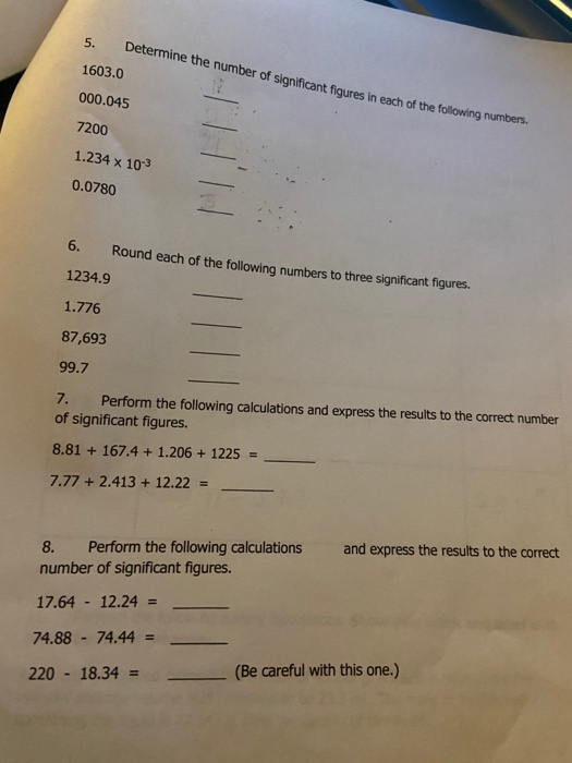 Solved 5. Determine the number of significant figures in | Chegg.com