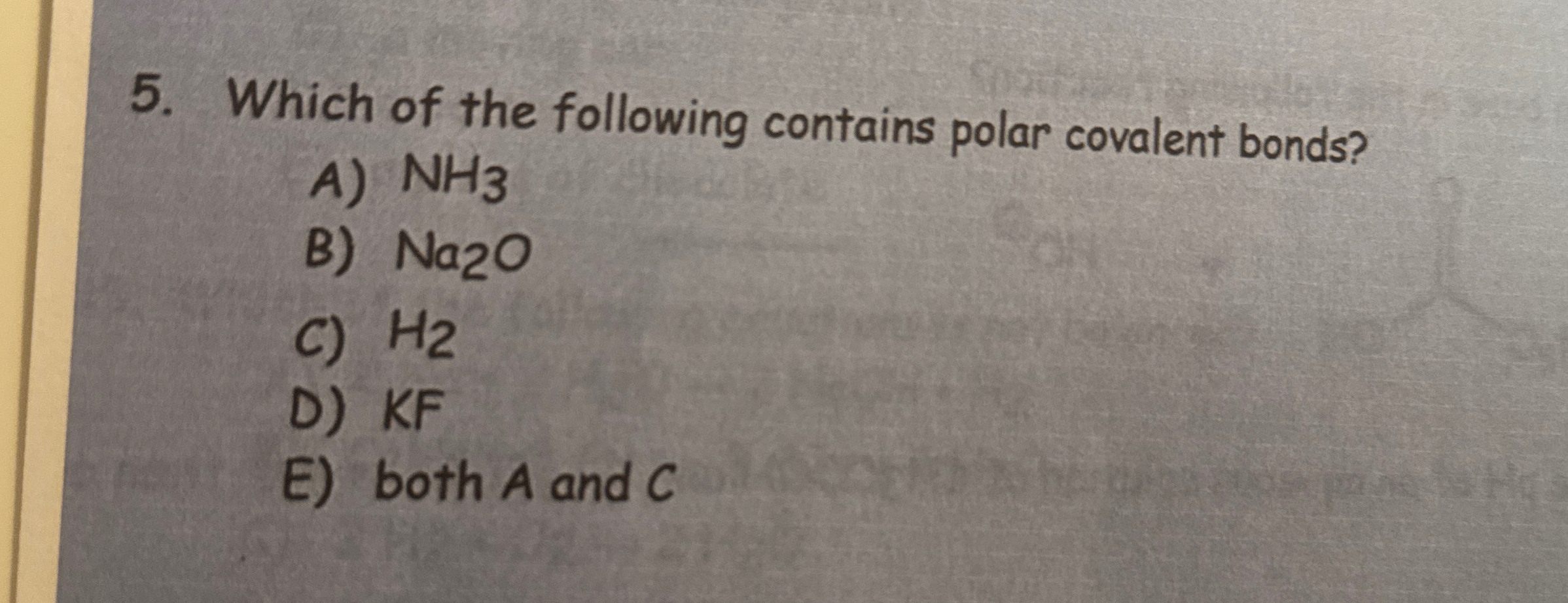 Solved Which of the following contains polar covalent | Chegg.com
