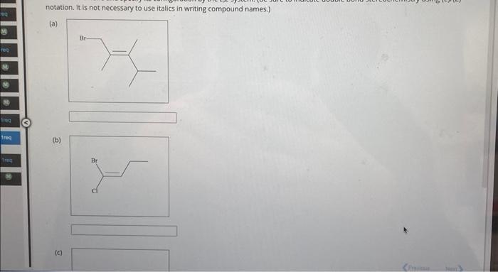 Solved derive an IUPAC name name each alkene and specify | Chegg.com