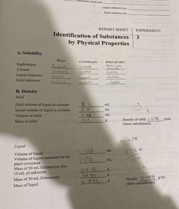 Solved 40 Report Sheet . Identification of Substances by | Chegg.com