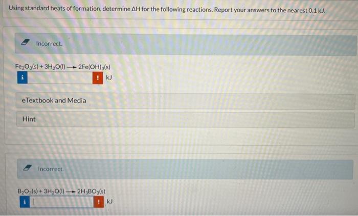 Solved Using standard heats of formation, determine ΔH for | Chegg.com