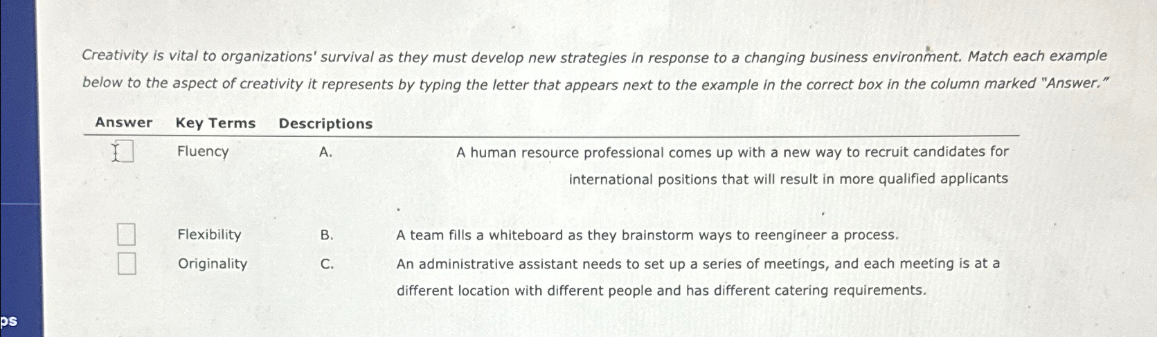 Solved Creativity is vital to organizations' survival as | Chegg.com