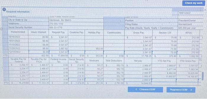 Solved EXAMPLE CALCULATING AN EMPLOYEE'S NET INCOME WITH | Chegg.com