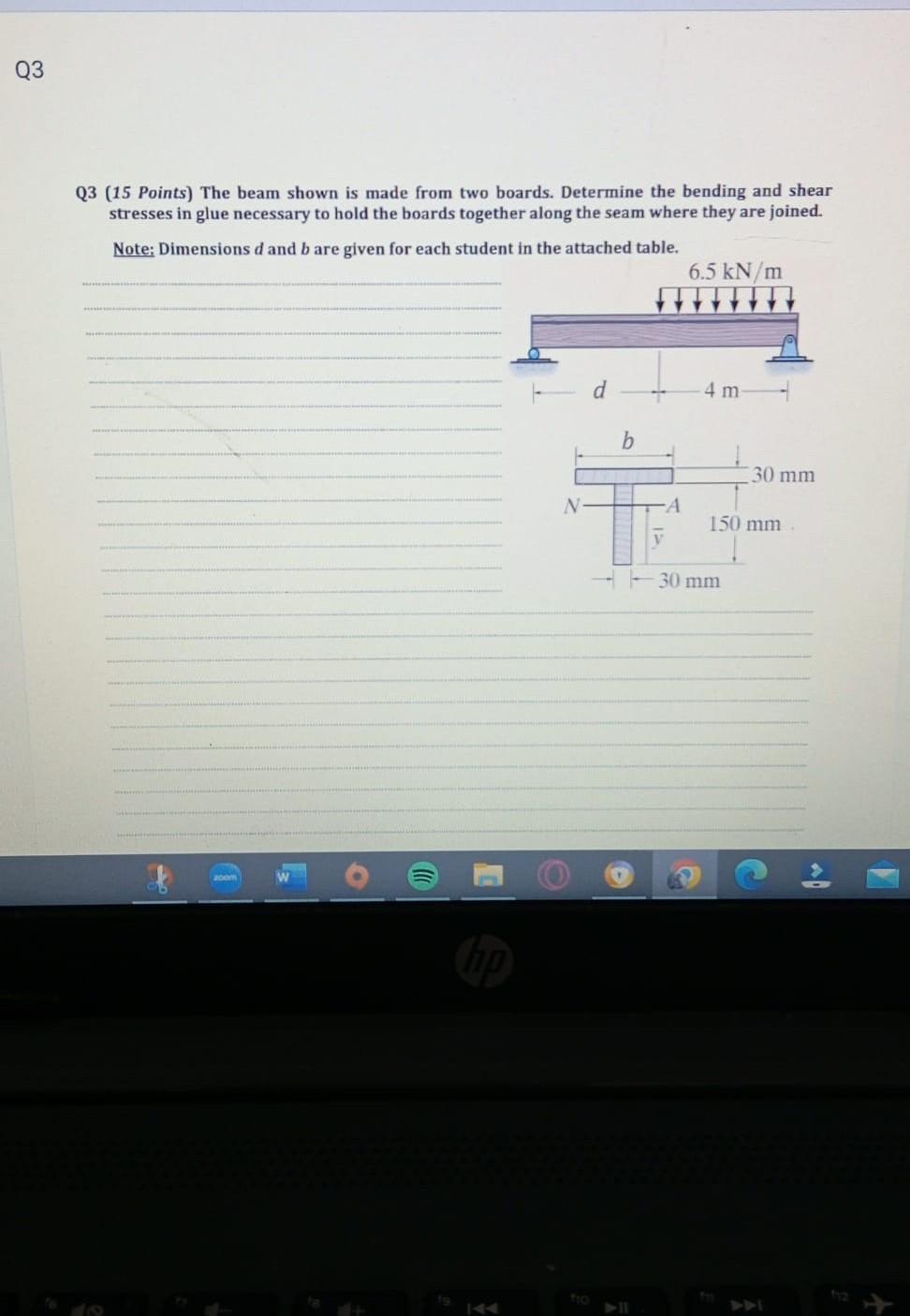 Solved Q3 (15 Points) The beam shown is made from two | Chegg.com