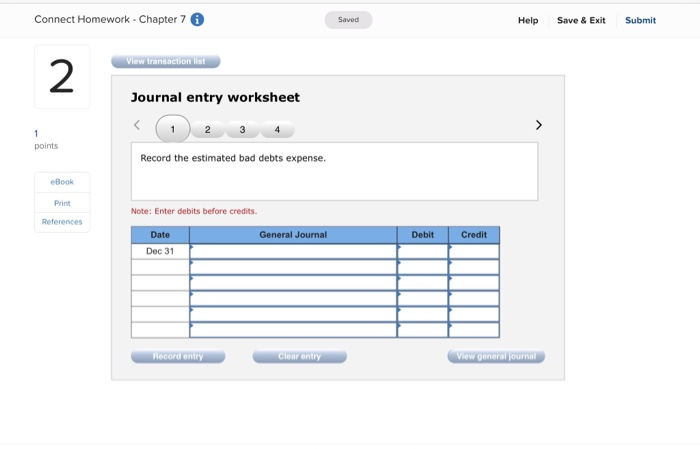 Solved Connect Homework - Chapter 7 Saved Help Save & Exit | Chegg.com