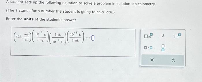 Solved A student sets up the following equation to solve a | Chegg.com