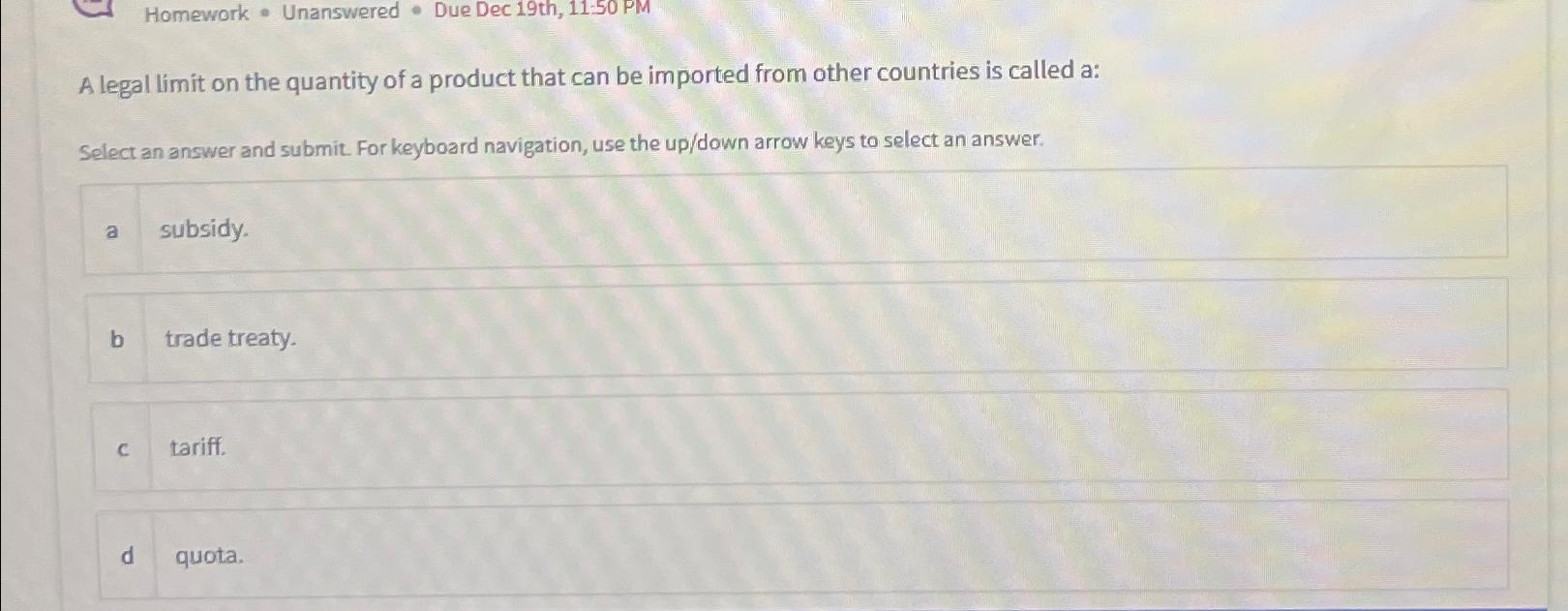 Solved Homework - ﻿Unanswered - ﻿Due Dec 19th, 11:50 ﻿PMA | Chegg.com