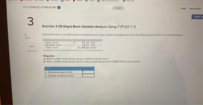 Solved Exercise 3-29 (Algo) Basic Decision Analysis Using | Chegg.com