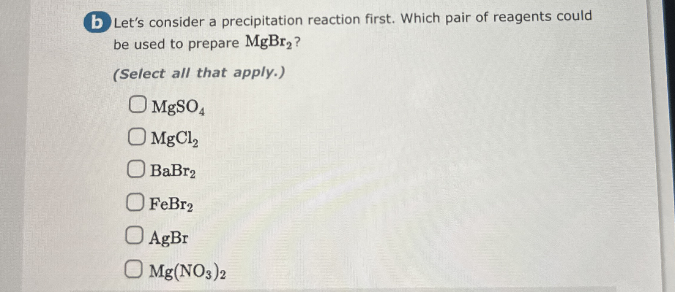 Solved Let's consider a precipitation reaction first. Which | Chegg.com