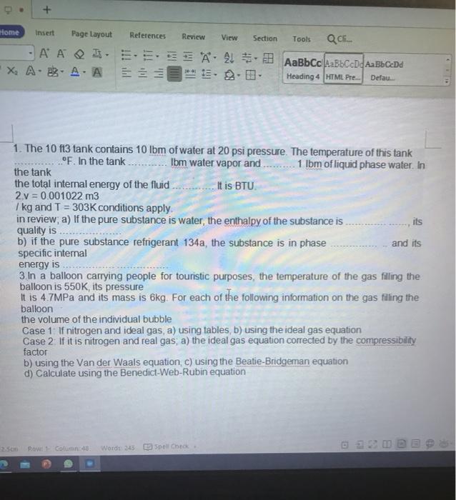 Solved + Home Insert Page Layout References Review View | Chegg.com