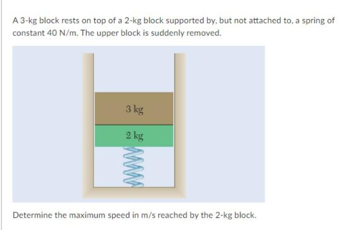 Solved A 3-kg block rests on top of a 2-kg block supported | Chegg.com