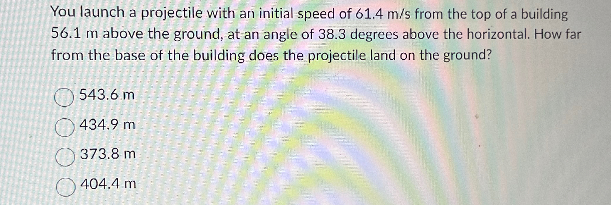 Solved You launch a projectile with an initial speed of | Chegg.com