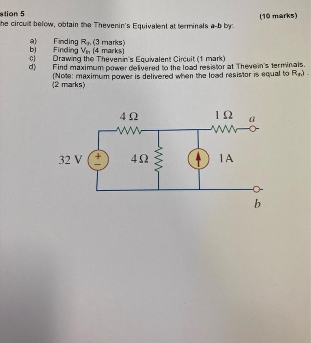 Solved stion 5 (10 marks) he circuit below, obtain the | Chegg.com