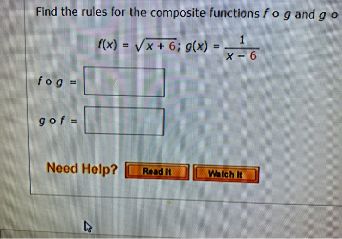 Solved Find the rules for the composite functions fog and go | Chegg.com