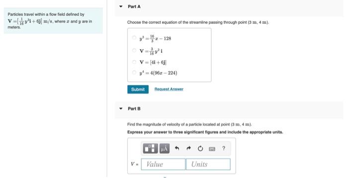 Solved Part A Particles travel within a flow field defined | Chegg.com