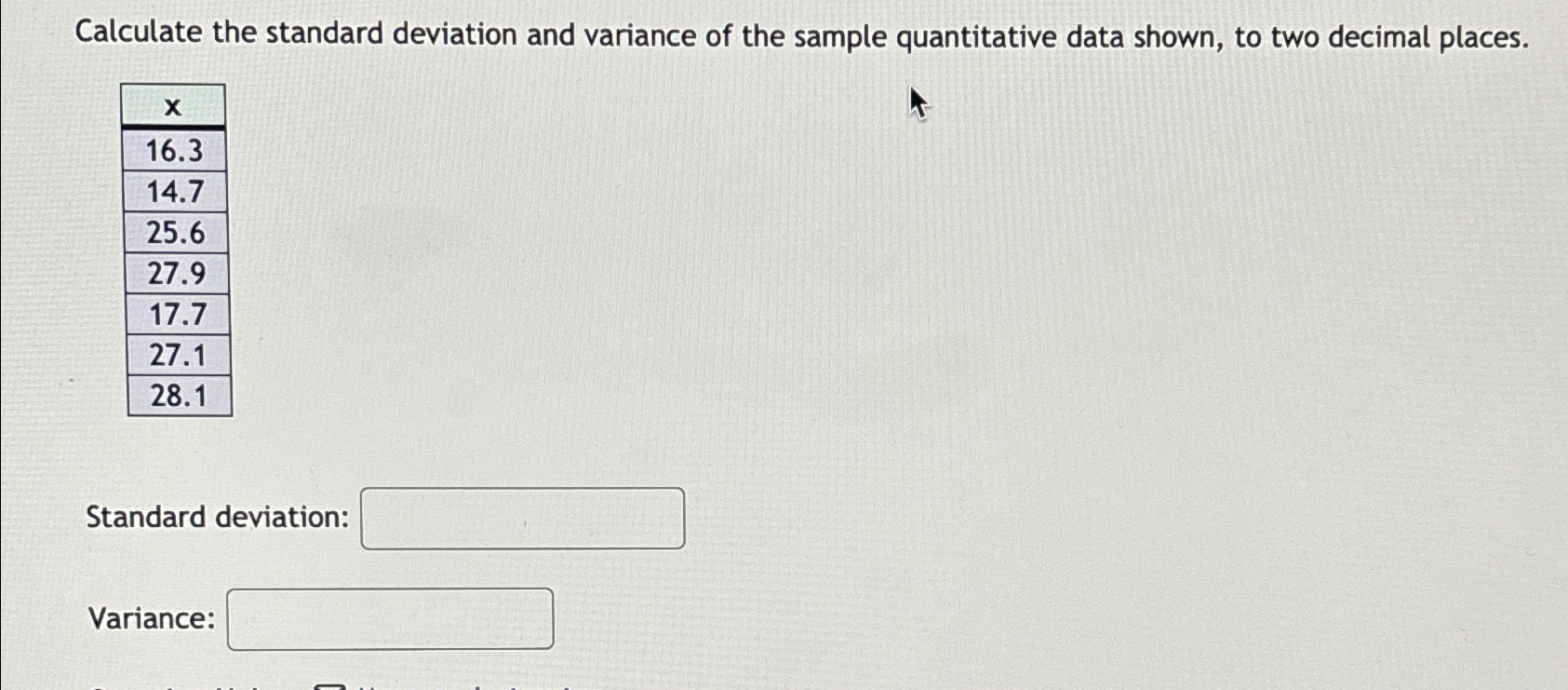 Calculate the standard deviation and variance of the | Chegg.com