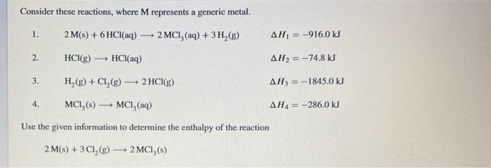Solved Consider these reactions, where M represents a | Chegg.com
