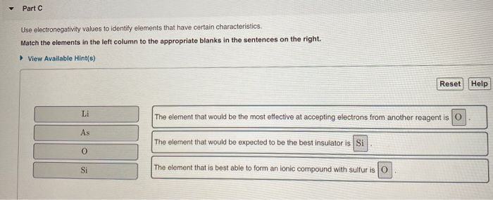Solved Part C Use electronegativity values to identify | Chegg.com