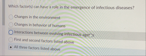 Solved Which factor(s) ﻿can have a role in the emergence of | Chegg.com