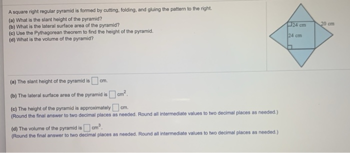 Solved A square right regular pyramid is formed by cutting, | Chegg.com