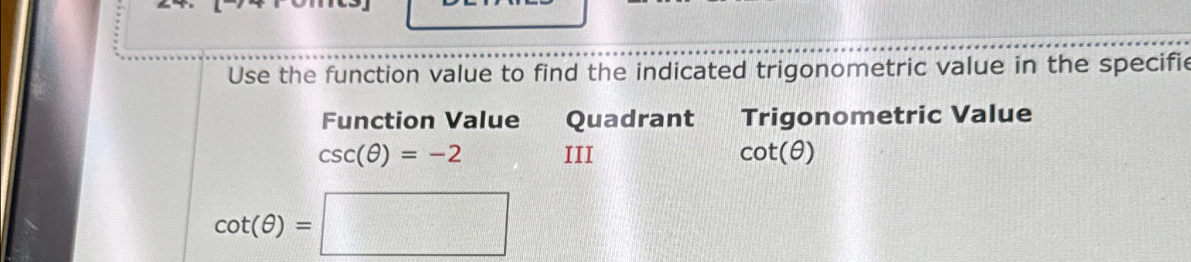 Solved Use the function value to find the indicated | Chegg.com