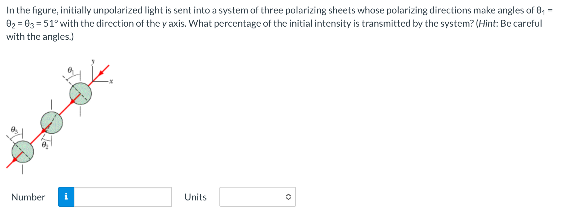 Solved In the figure, initially unpolarized light is sent | Chegg.com