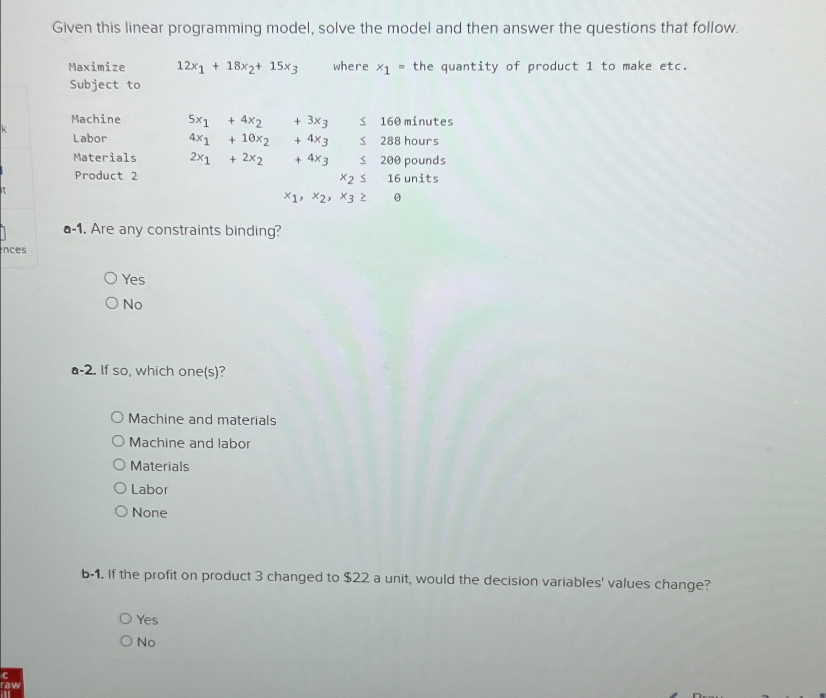 Solved Given this linear programming model, solve the model | Chegg.com