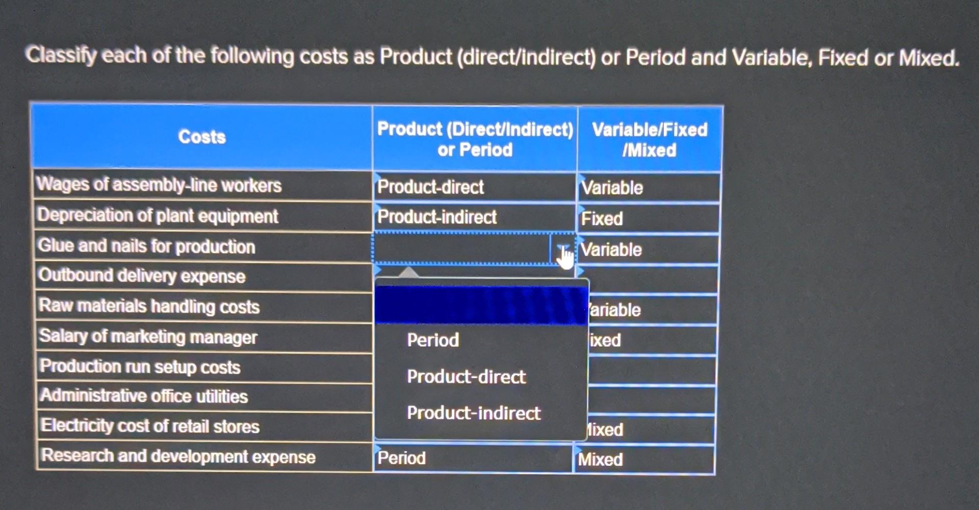 Solved Classify each of the following costs as Product | Chegg.com