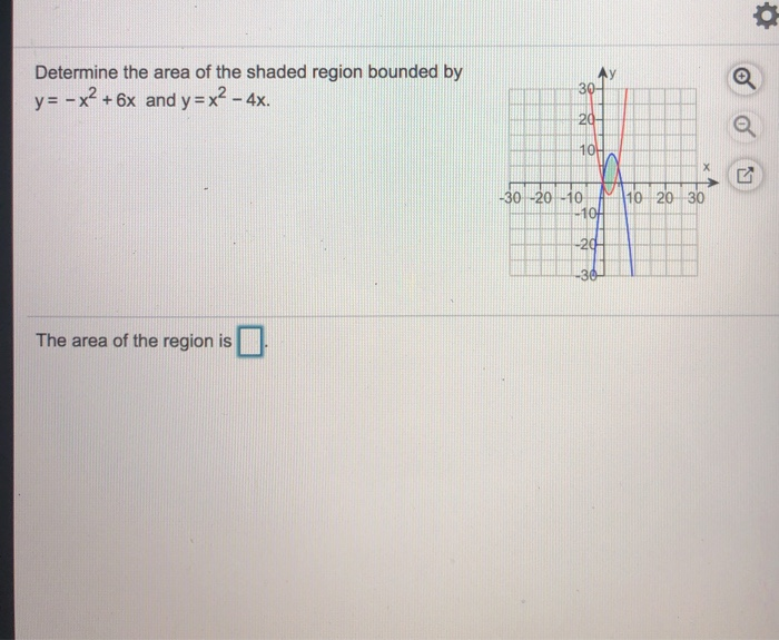 Solved Determine the area of the shaded region bounded by y= | Chegg.com