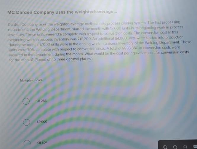 Solved MC Darden Company uses the weighted-average... Darden | Chegg.com Solved MC Darden Company uses the weighted-average... Darden | Chegg.com