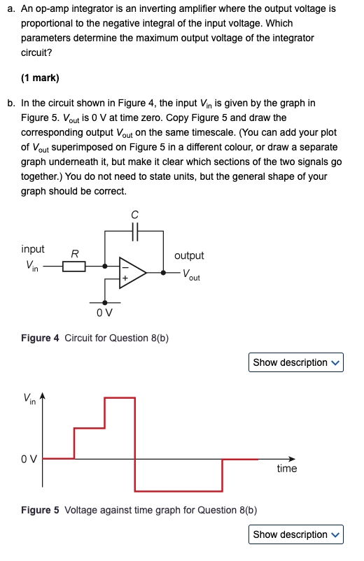 Solved a. ﻿An op-amp integrator is an inverting amplifier | Chegg.com