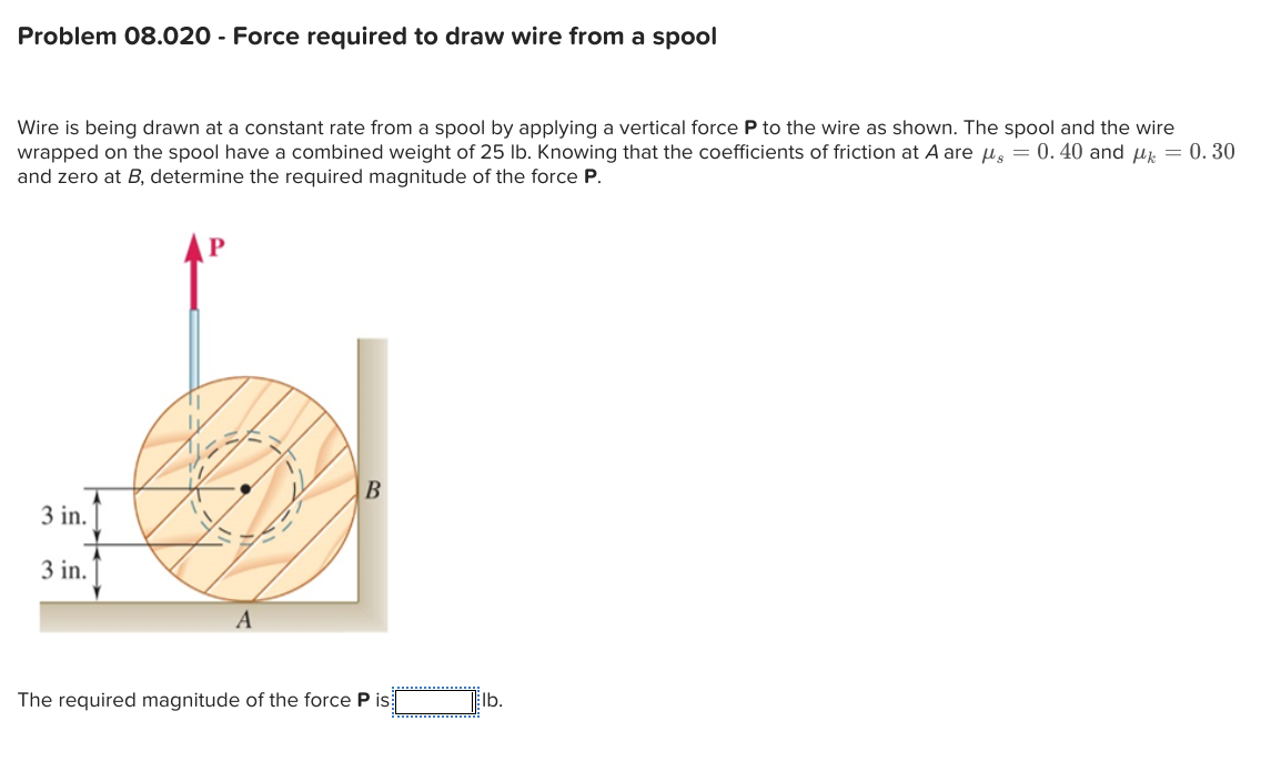Solved Problem 08.020 - ﻿Force required to draw wire from a | Chegg.com