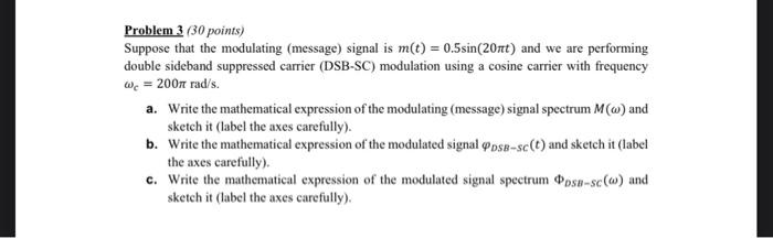 Solved Problem 3 (30 points) Suppose that the modulating | Chegg.com