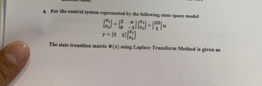 Solved 4. For the control system represented by the | Chegg.com