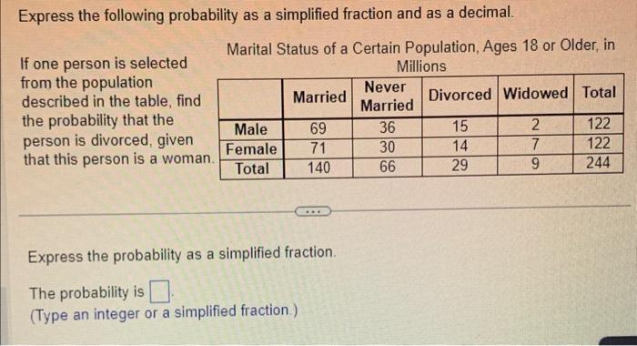 Solved Express the following probability as a simplified | Chegg.com
