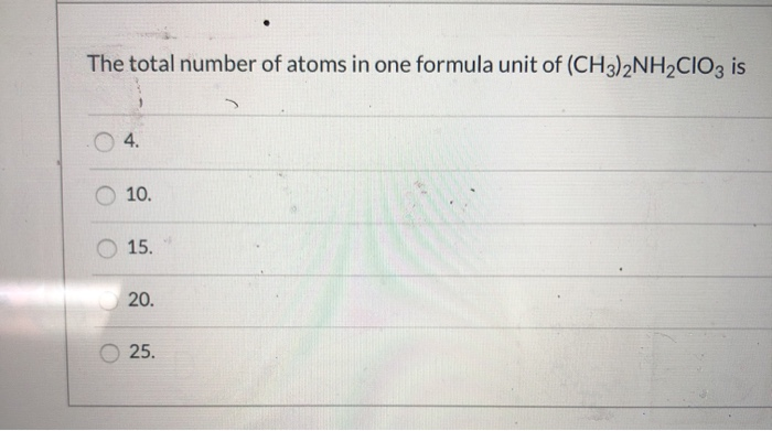 Solved The total number of atoms in one formula unit of | Chegg.com