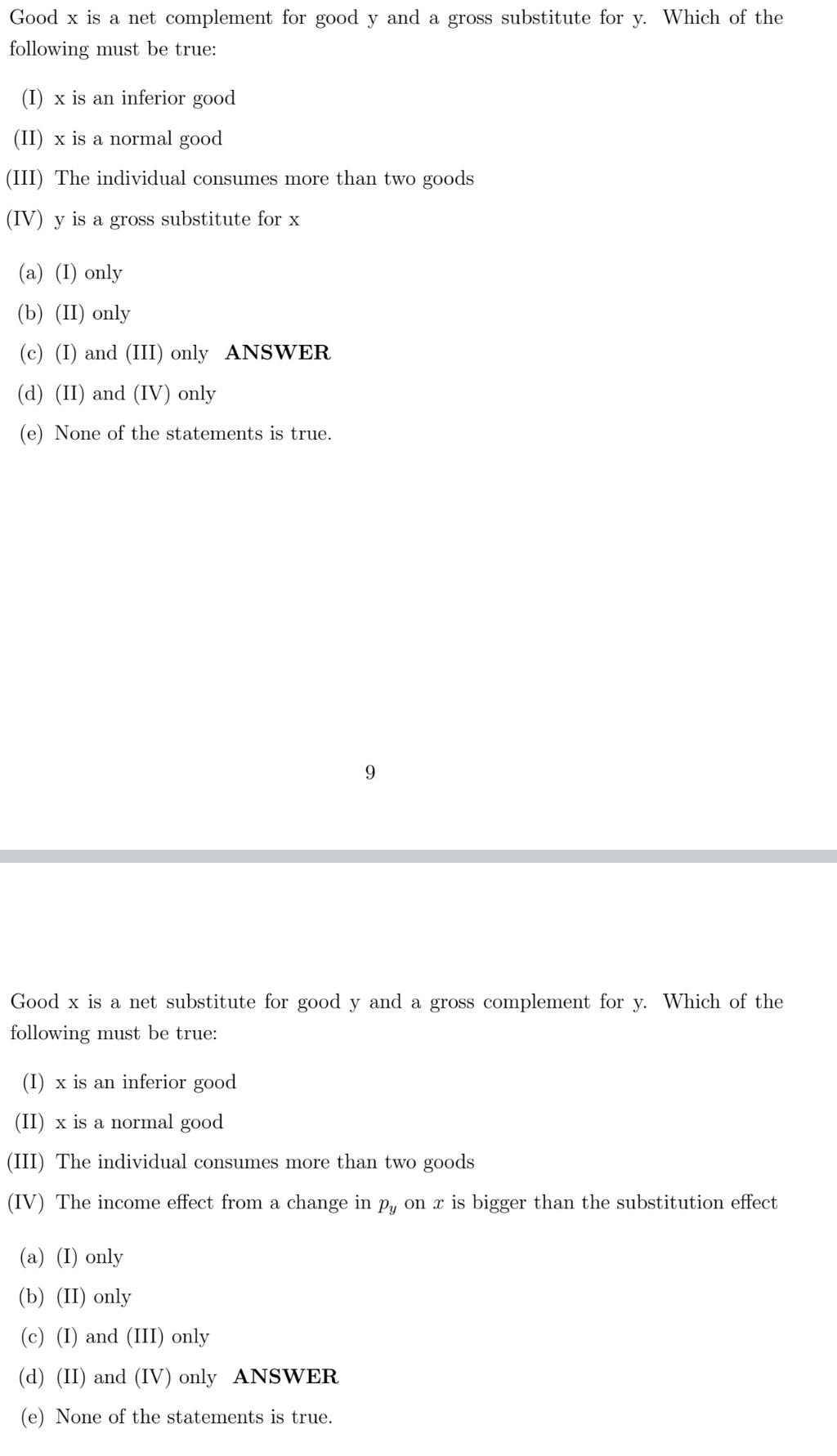 Solved Good x ﻿is a net complement for good y ﻿and a gross | Chegg.com