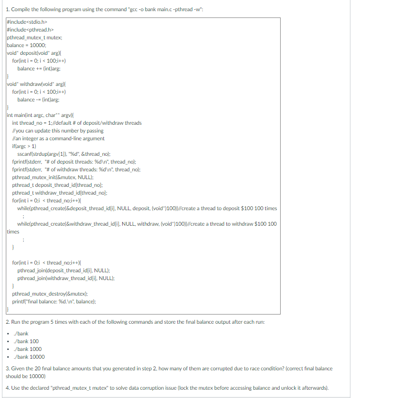 Compile the following program using the command "gcc | Chegg.com