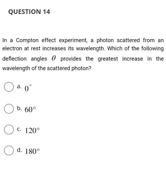 Solved QUESTION 14 In a Compton effect experiment, a photon | Chegg.com