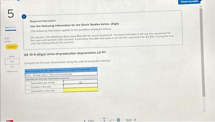Solved 5 Part 2 of 2 3.57 points Skipped eBook Hint Ask | Chegg.com