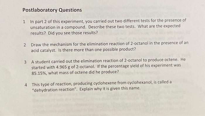 Solved Postlaboratory Questions 1 In part 2 of this | Chegg.com