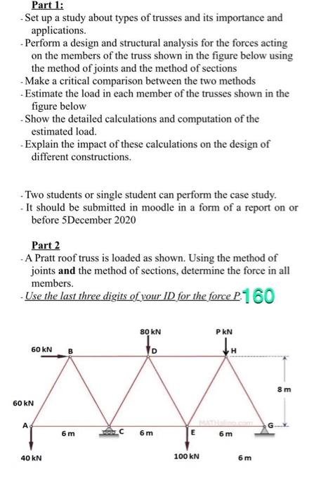 Solved Part 1: Set up a study about types of trusses and its | Chegg.com