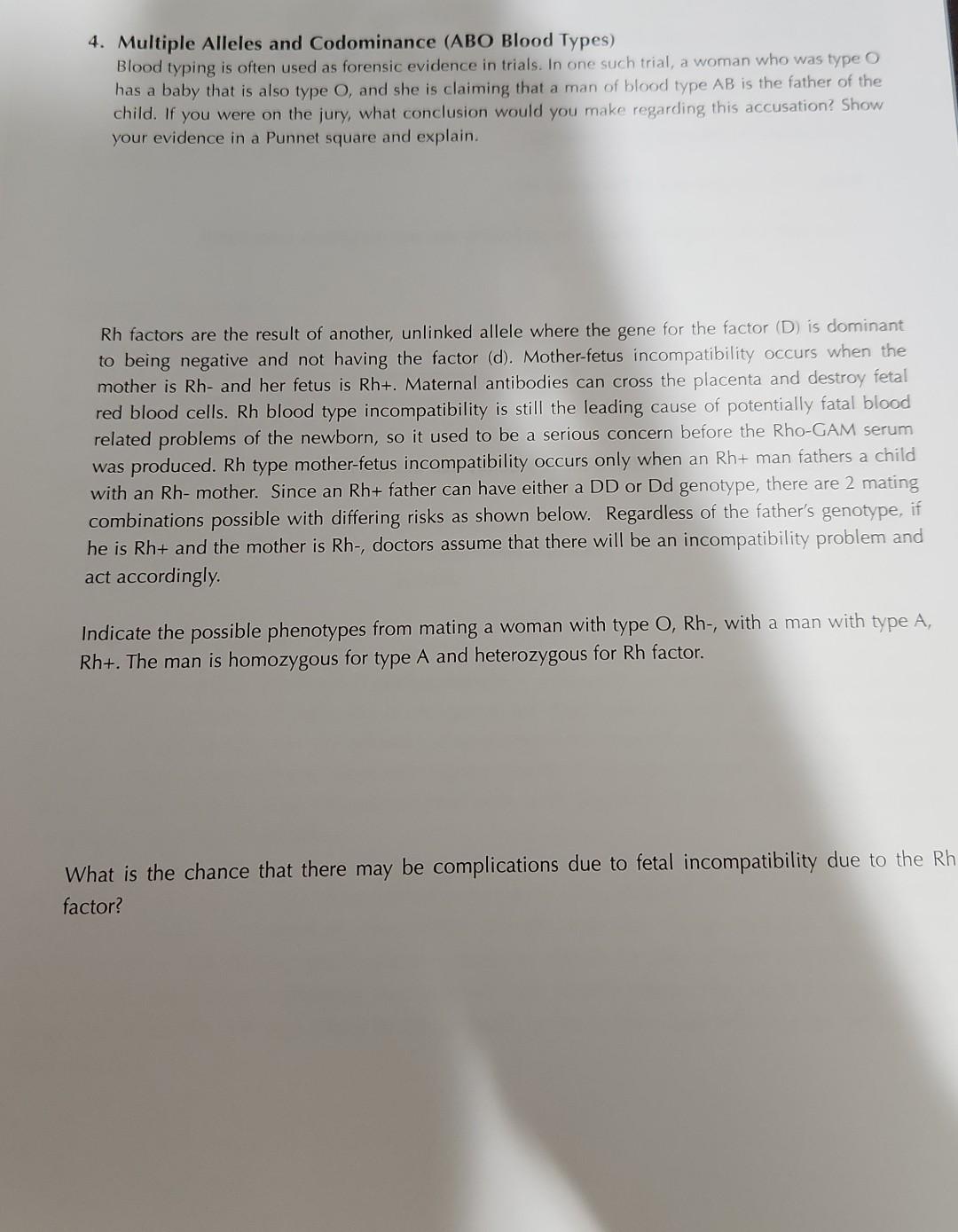 Solved 1. Monohybrid Inheritance Problem with Complete | Chegg.com