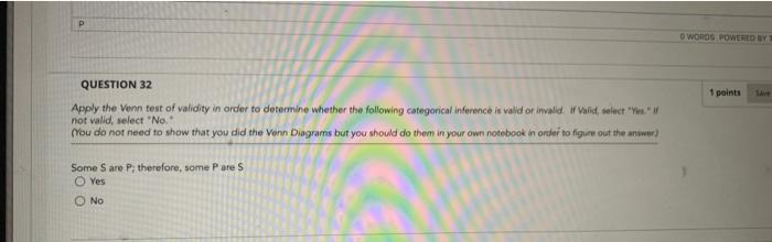QUESTION 26 For the following argument, identify | Chegg.com