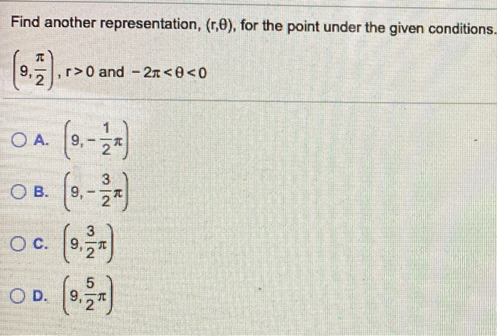 Solved Find another representation, (re), for the point | Chegg.com