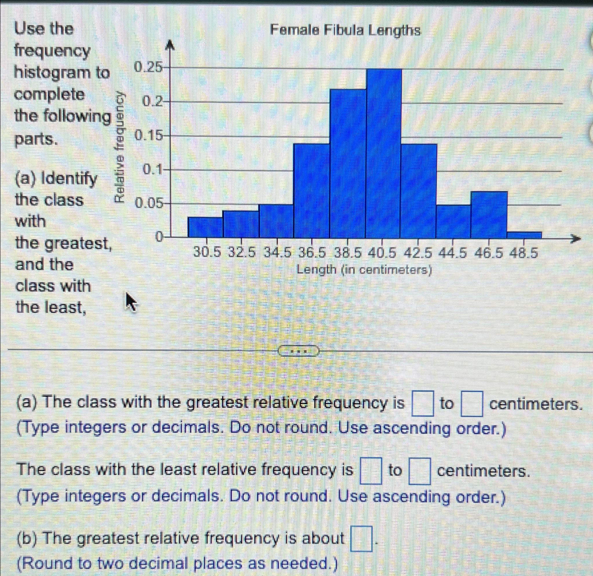 Solved Use the frequency histogram to complete the following | Chegg.com
