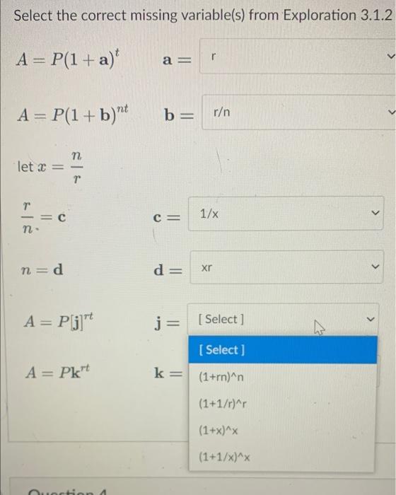 Solved Select the correct missing variable(s) from | Chegg.com