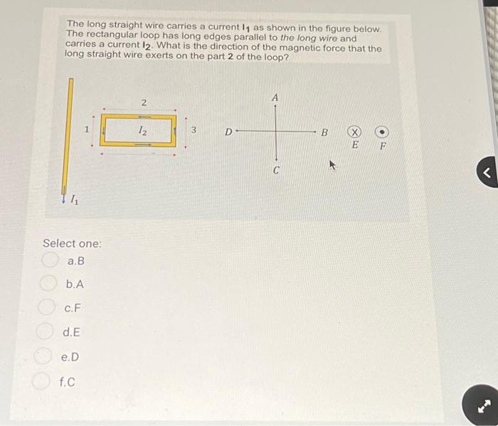Solved The long straight wire carries a current 1₁ as shown | Chegg.com