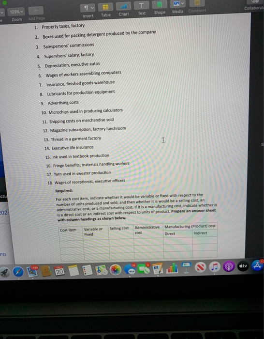 Solved Collaborat 125% Zoom Add Page Insert Table Chart Text | Chegg.com